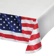 Stars and Stripes Paper Table Cover - 54 in x 102 in