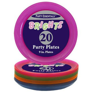 9 inch 20ct Neon Plastic Plates - Party Warehouse
