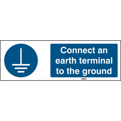 ISO 7010 Sign - Connect an earth terminal to the ground - Connect an ...
