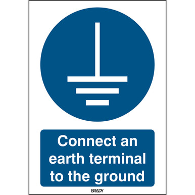 ISO 7010 Sign - Connect an earth terminal to the ground - Connect an ...
