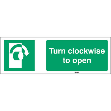 ISO 7010 Sign - Turn clockwise to open - Turn clockwise to open ...