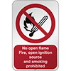 ISO Safety Sign - No open flame; Fire, open ignition source and smoking ...