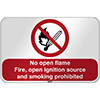 ISO Safety Sign - No open flame; Fire, open ignition source and smoking ...
