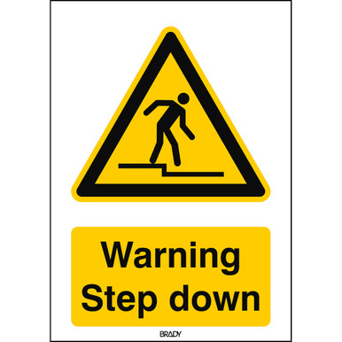 ISO Safety Sign - Warning; Step down | 309672 | BRADY