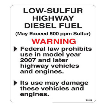 Gasoline Advertising D-659 4" W x 6" H Low-Sulfur Highway Diesel Fuel ...