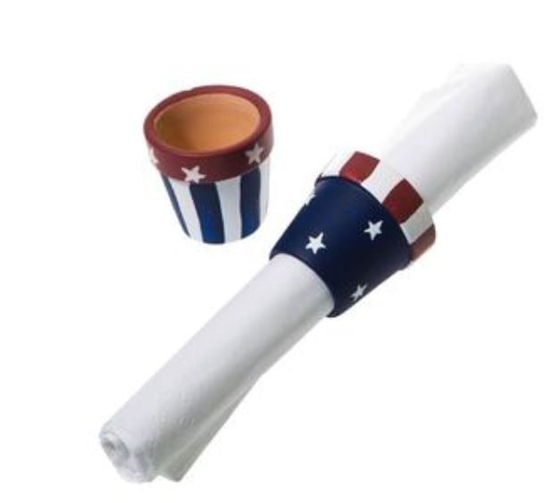Cute 4-piece Americana Terra Cotta Napkin Rings Set
