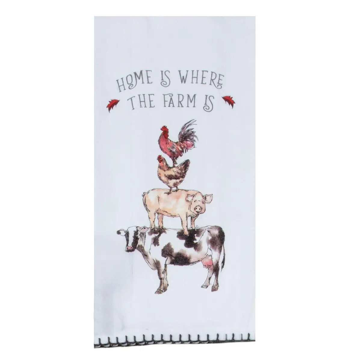 Animal Tower Cow Pig Rooster Hen Dual Purpose Kitchen Towel cotton ...
