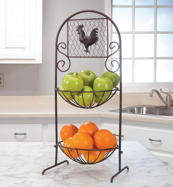 2-Tier Metal Rooster Table Stand