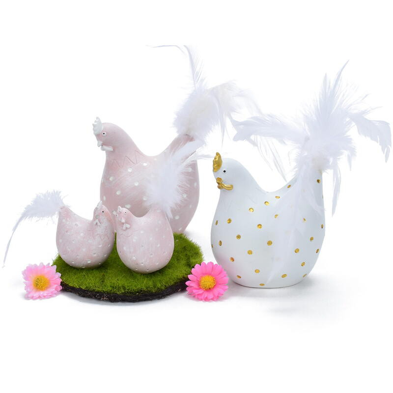 Fancy Polka Dot Hens with Feather