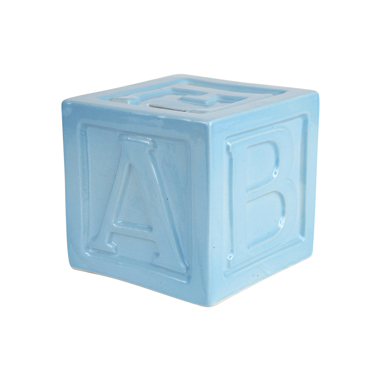 5" ABC Block Bank in Blue - Stoneware & Co.