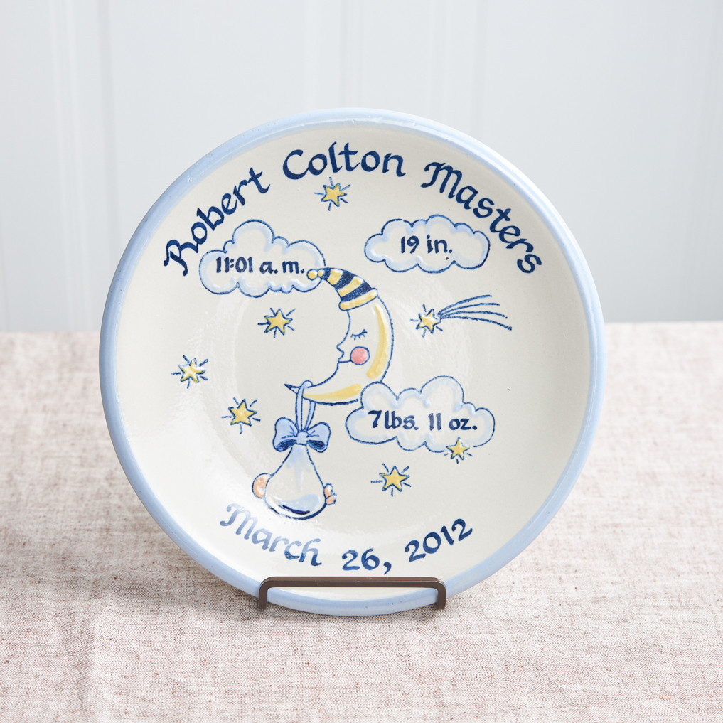 Personalized Baby Plates | Baby Birth Plates | Blue Moon Plate