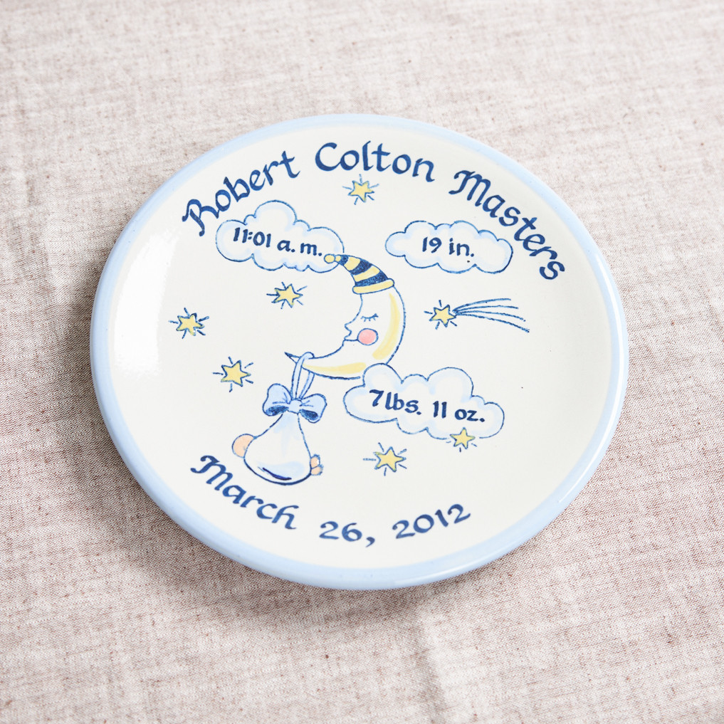 Personalized Baby Plates | Baby Birth Plates | Blue Moon Plate