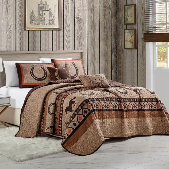 Rustic Southwestern Aztec Horses Quilt Set-5 Piece Set