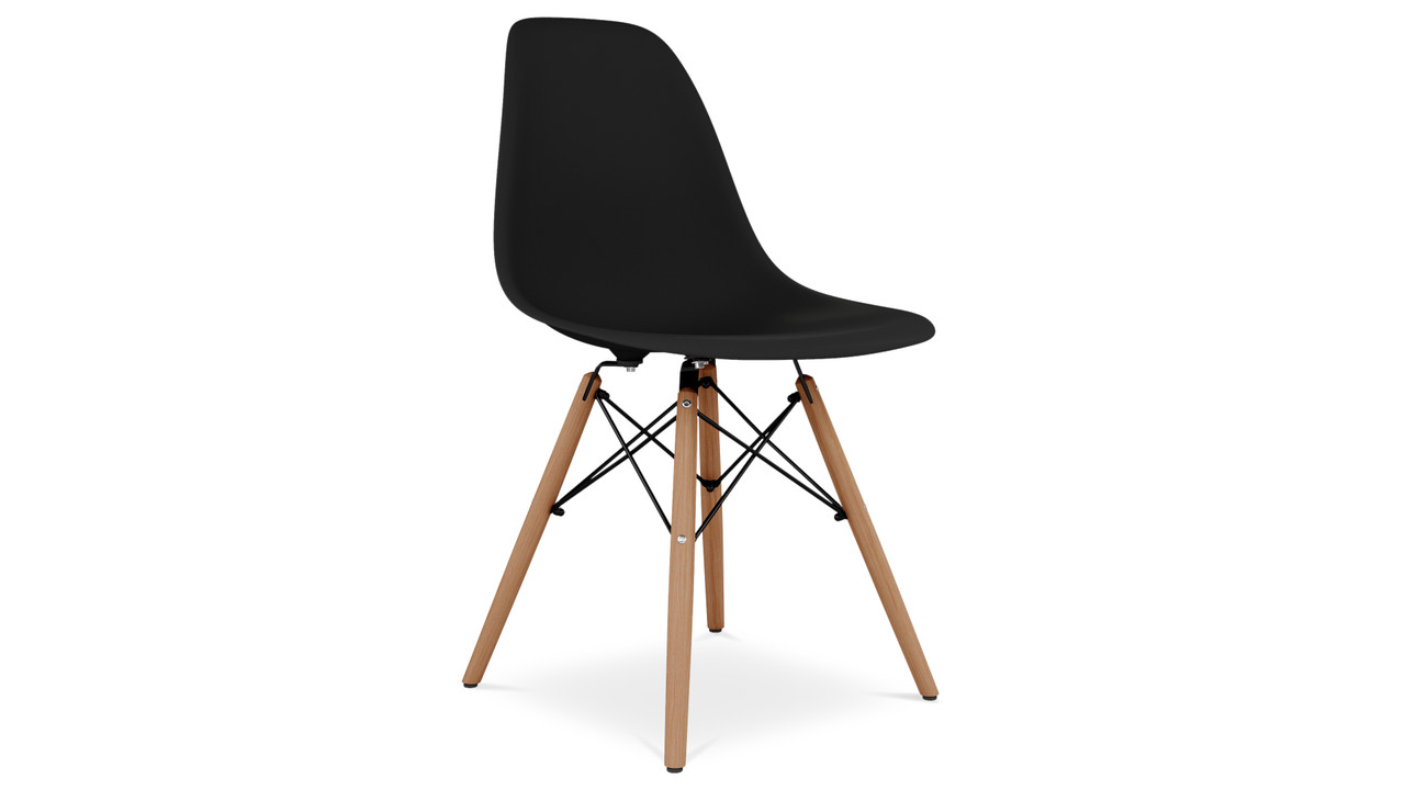 Eiffel Chair With Wood Legs, Black