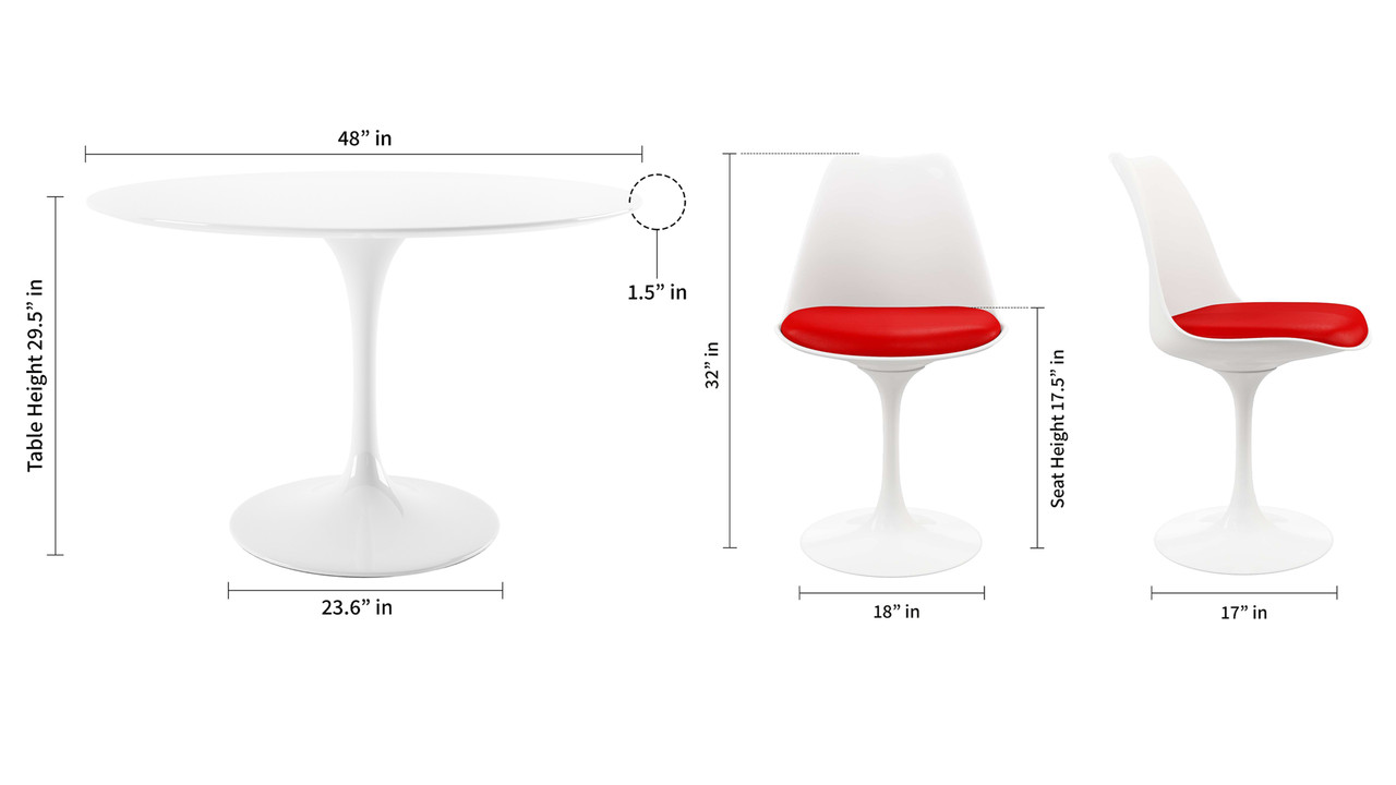 Tulip 48" Fiberglass Dining Table & Chairs Set