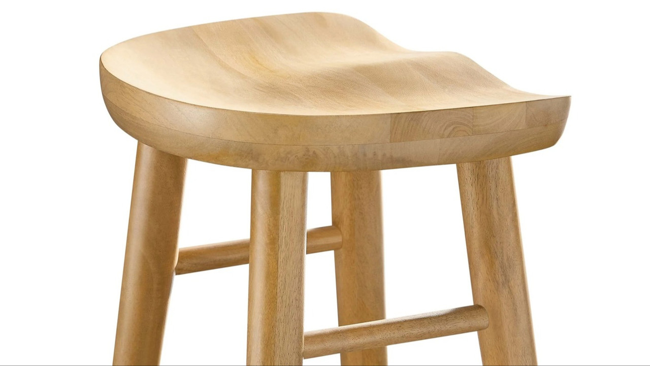 Luca Wooden Bar Stool, Natural