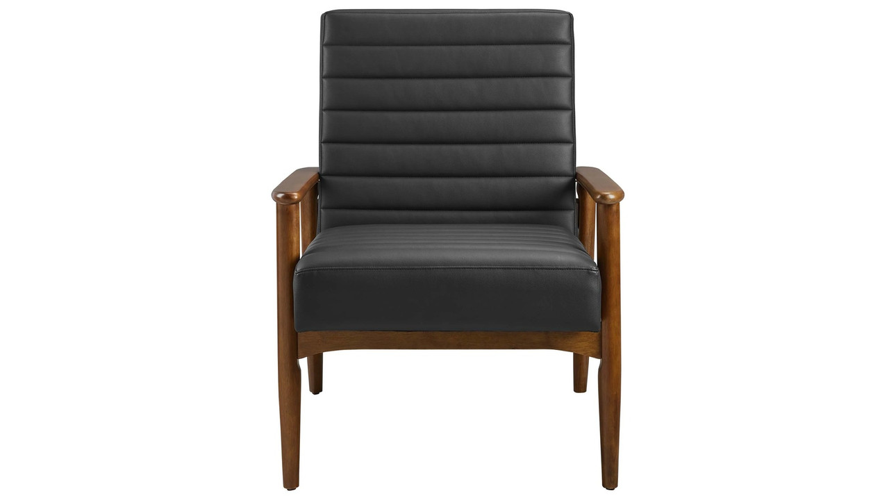 Zain Leather Lounge Chair, Black