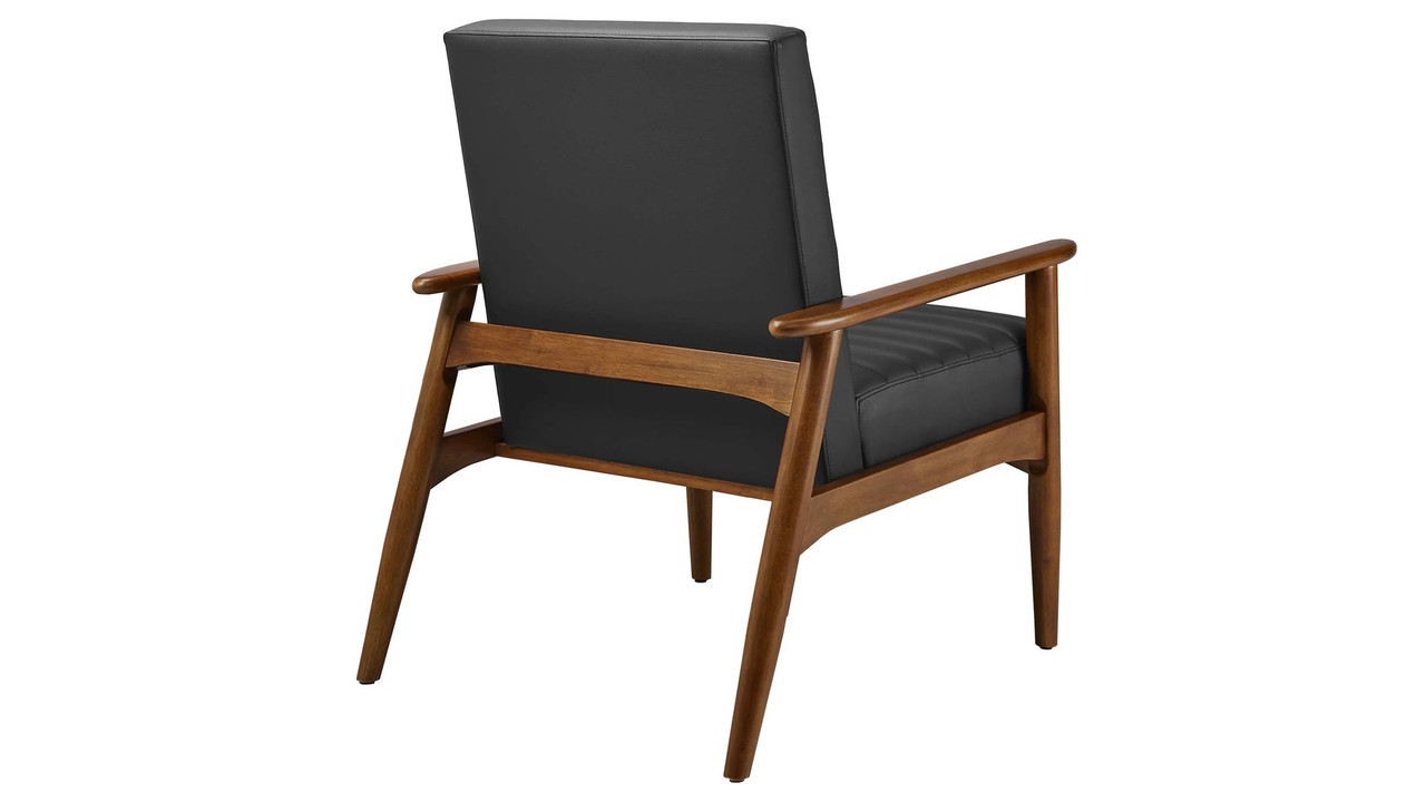Zain Leather Lounge Chair, Black