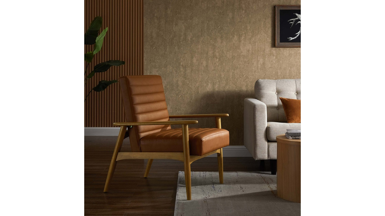Zain Leather Lounge Chair, Tan