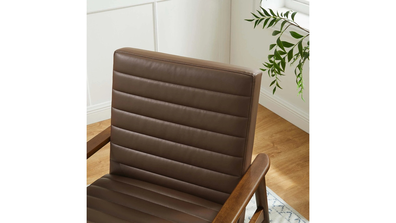 Zain Leather Lounge Chair, Brown