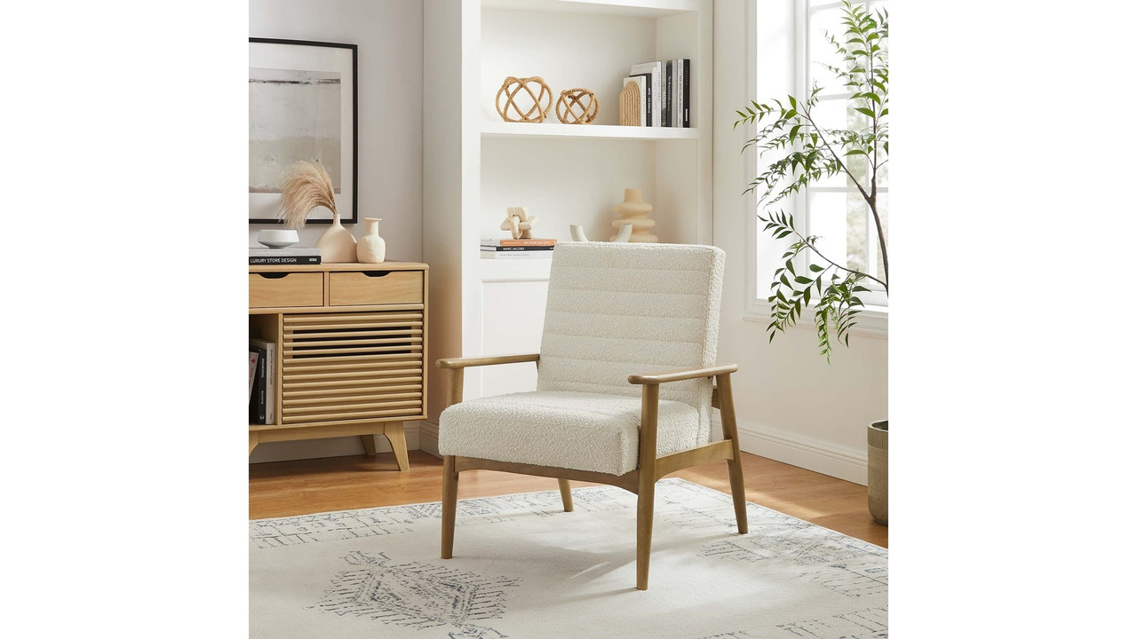 Zain Boucle Lounge Chair, Ivory