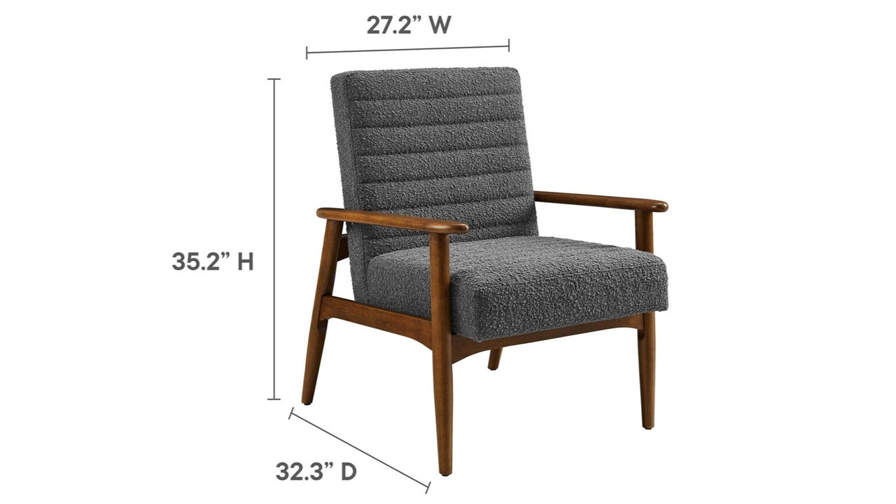Zain Boucle Lounge Chair, Charcoal