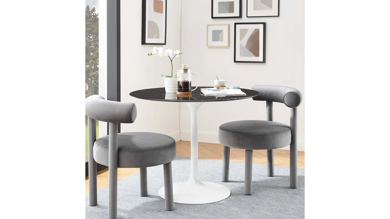 Tulip Marble Dining Table - 36" Round White Base