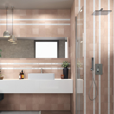 Moderna Ellen Rosa Porcelain Wall Tile Decors in Liverpool