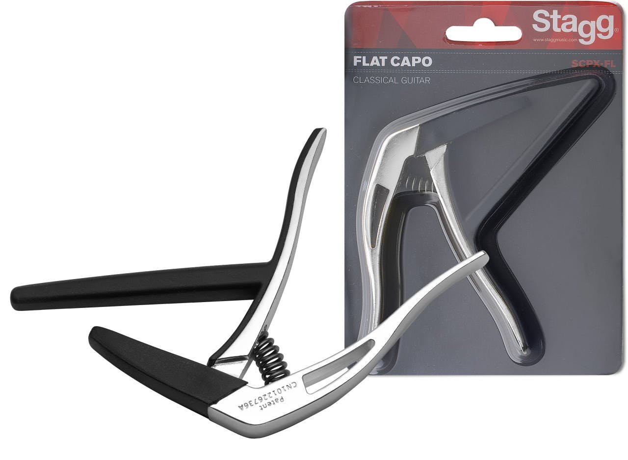 Stagg SCPX-FL-CR Flat Trigger-Style Capo for Classical Guitars in ...