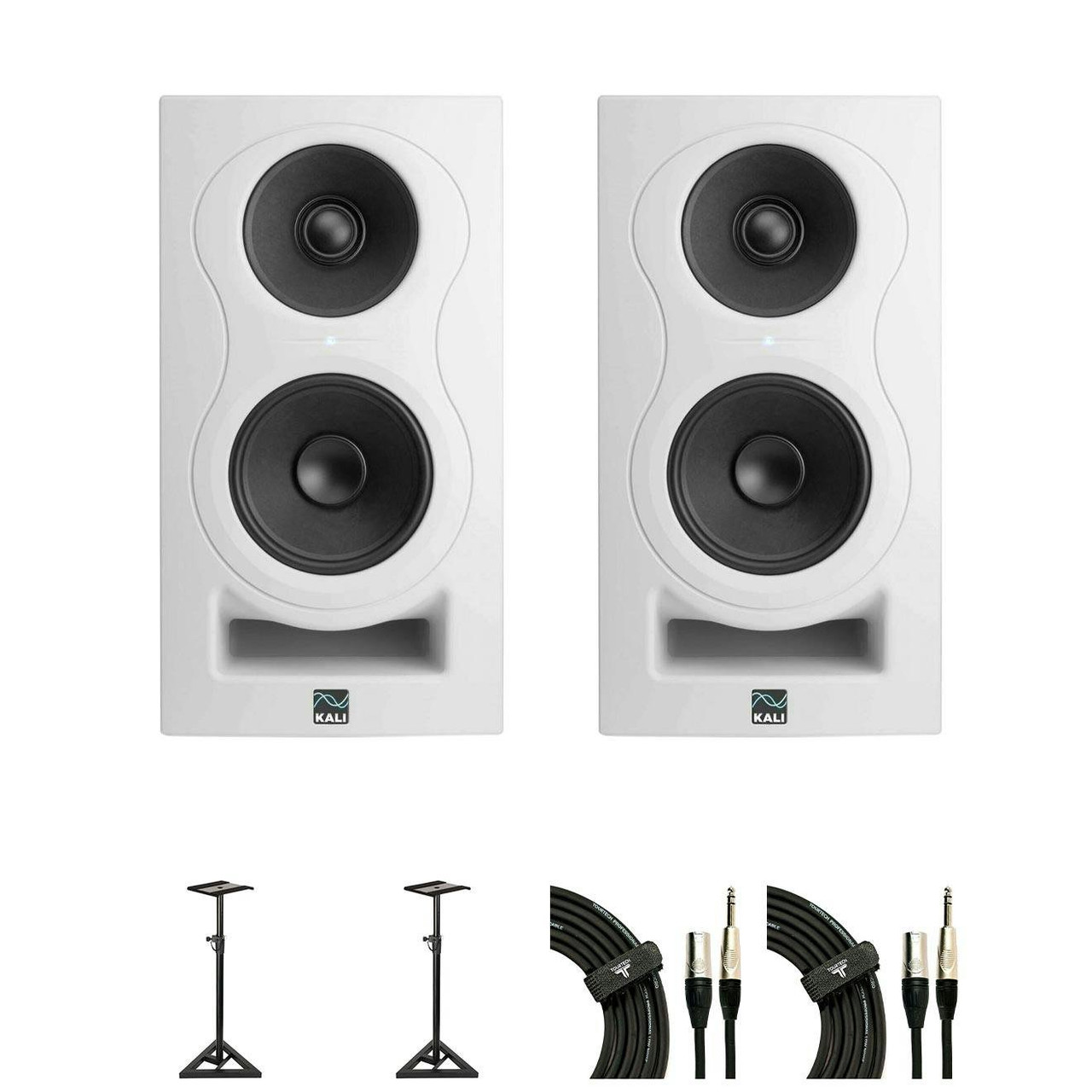 KALI IN-5 Studio Monitor Bundle in White with stands and cables ...