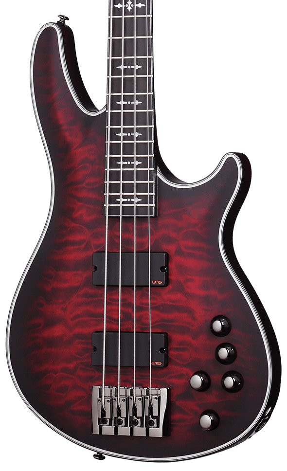 Schecter Hellraiser Extreme-4 Bass Guitar in Crimson Red Burst Satin ...