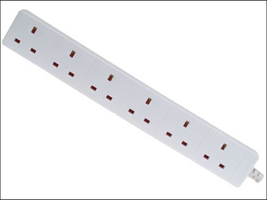 6 Way Plug 2 metre Extension Lead 6 Gang Trailing Socket