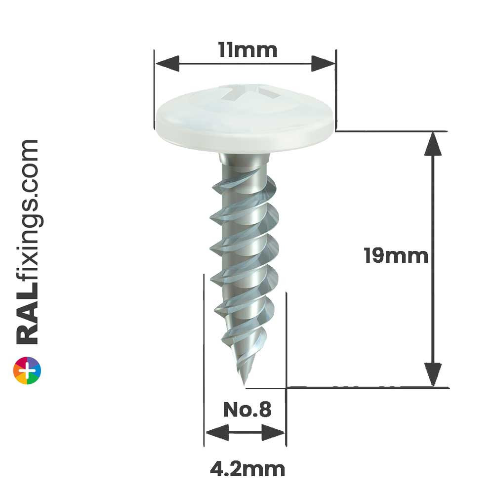 PanelPro™ 19mm Hoarding Screws - RAL 9016 Traffic White - Colour ...