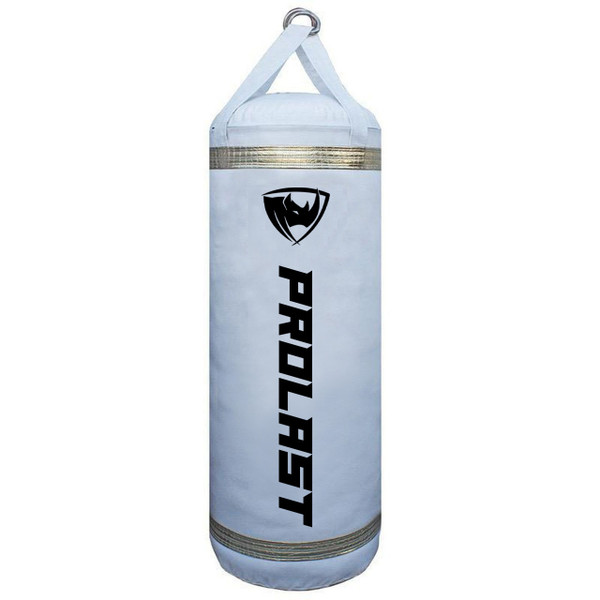 4 FT 135 LB WHITE & GOLD CUSTOM HEAVY PUNCHING BAG W/ YOUR LOGO - PRO ...