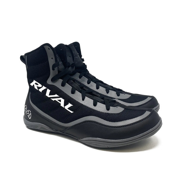 RIVAL RSX-FUTURE Boxing Shoes Black // Grey - PRO FIGHT SHOP