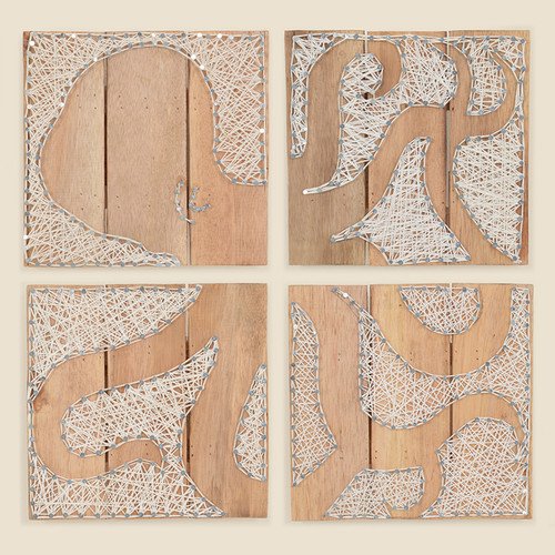 17-073 Set of 4 Octopus String Art on Wood Wall Hanging - WaterMark Living™