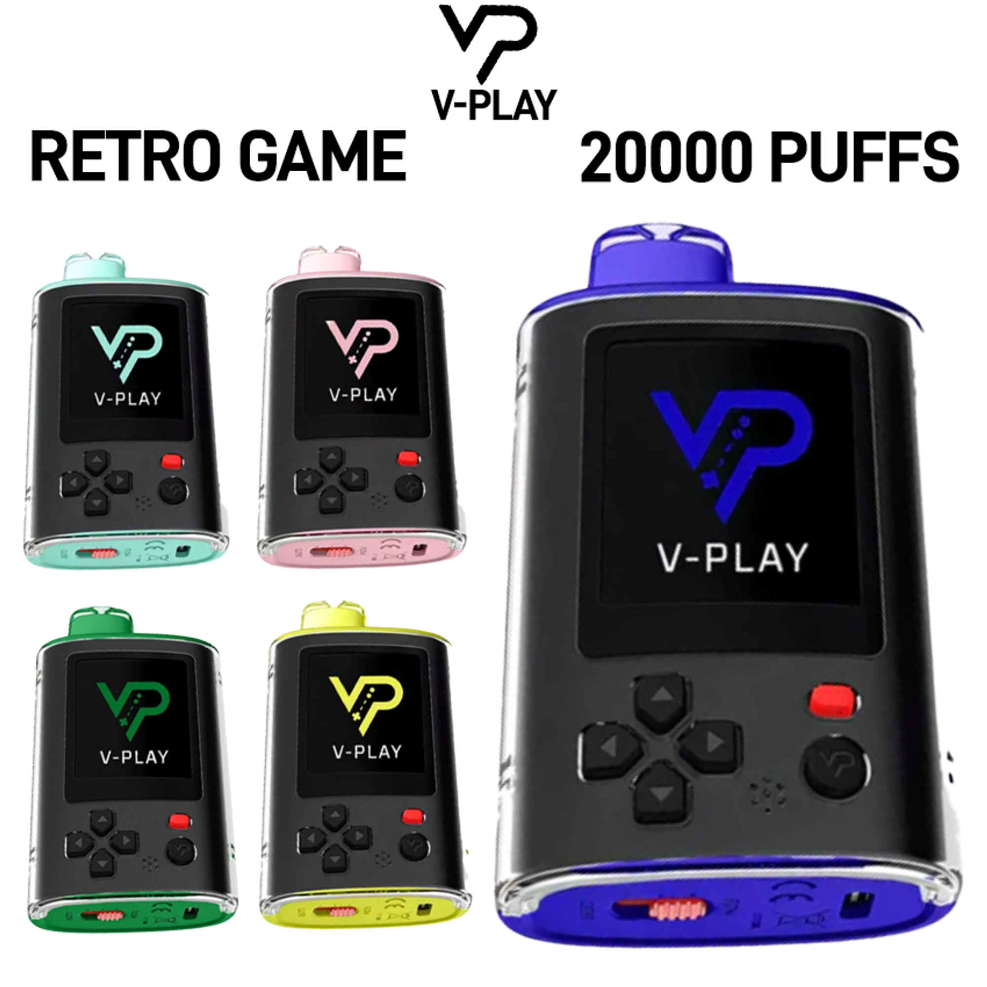 V PLAY RETRO GAME 20 000 PUFFS DISPOSABLE VAPE DISPLAY OF 5