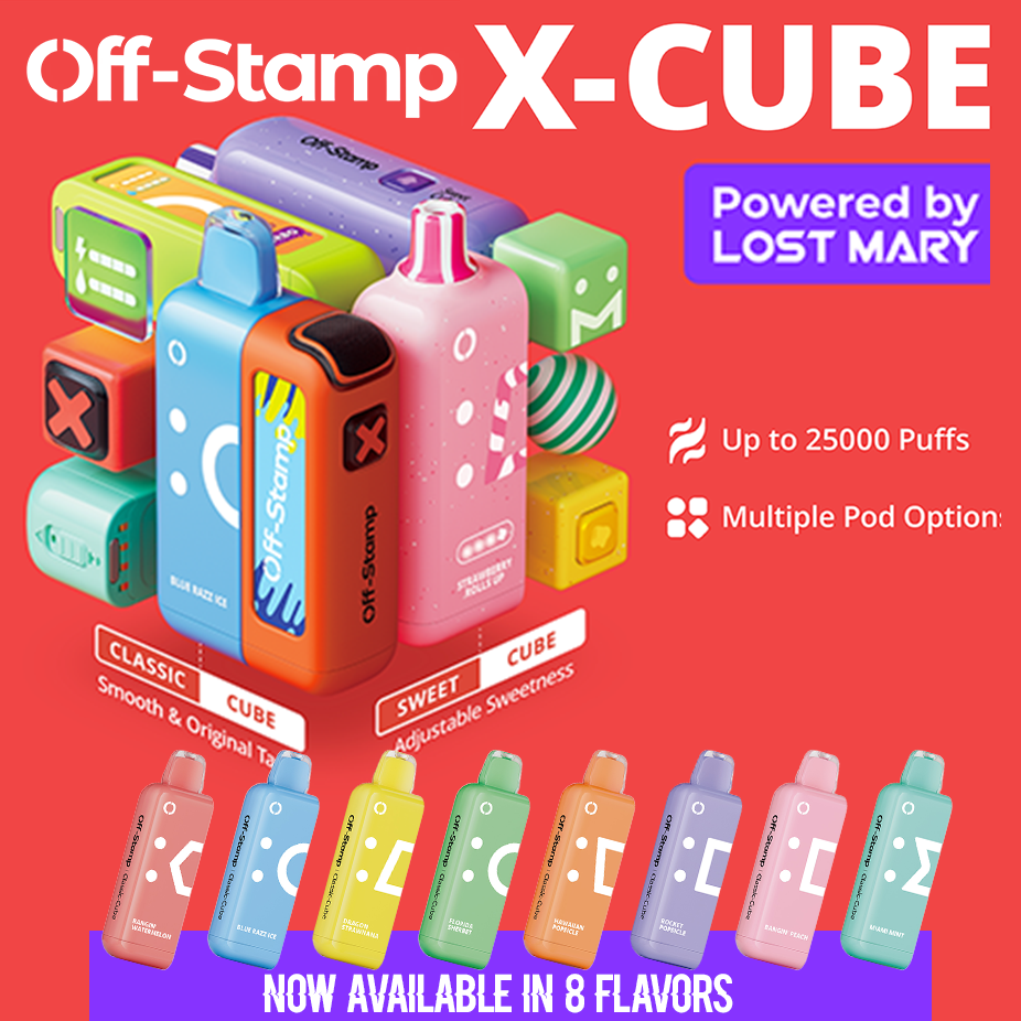 OFF STAMP X-CUBE 25,000 PUFFS 18ML DISPOSABLE VAPE (FULL KIT) - 5CT