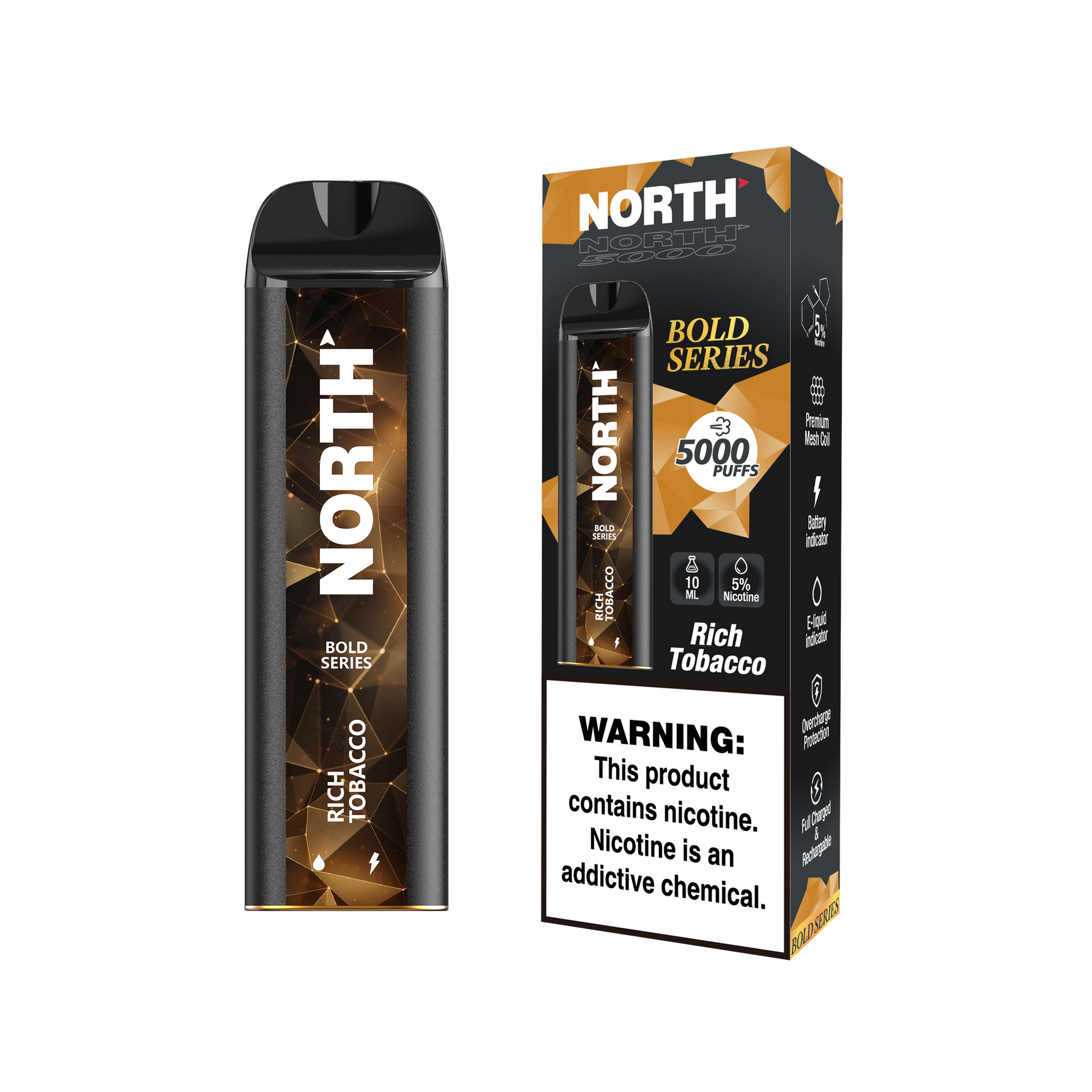NORTH (BOLD SERIES) 5000 PUFFS DISPOSABLE VAPE - DISPLAY OF 5