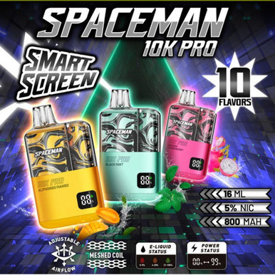 SMOK 10K PRO SPACEMAN 10000 PUFFS 5% NIC RECHARGEABLE DISPOSABLE VAPE ...