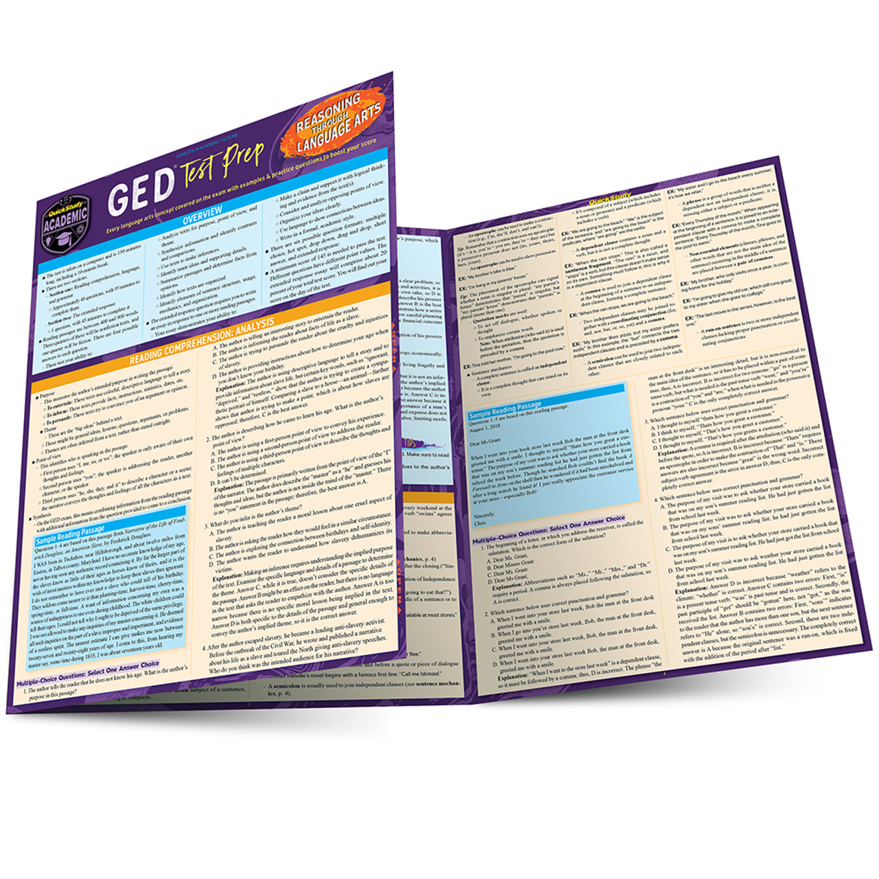 QuickStudy GED Test Prep Reasoning Through Language Arts Laminated QuickStudy GED Test Prep Reasoning Through Language Arts Laminated