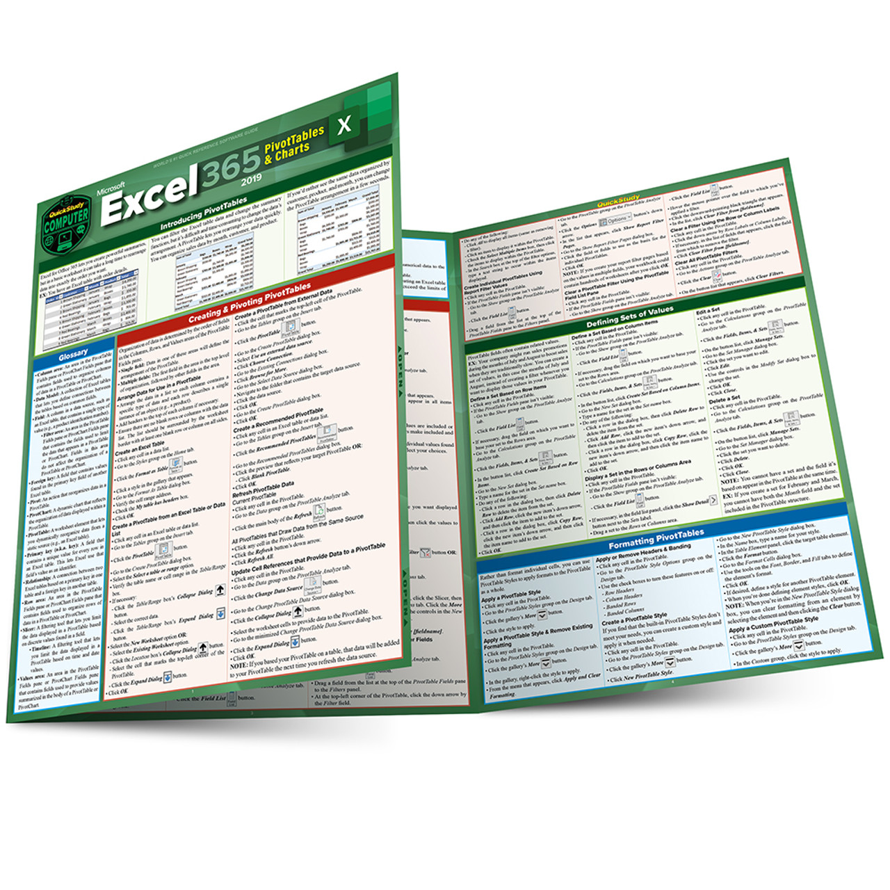 QuickStudy Excel 365 PivotTables Charts Laminated Reference Guide quickstudy-excel-365-pivottables-charts-laminated-reference-guide