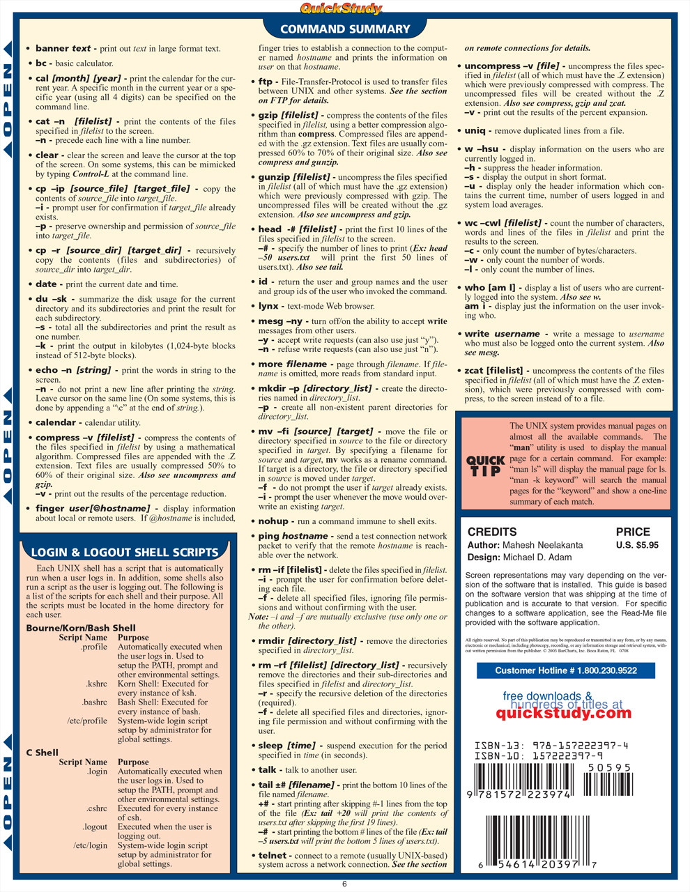 QuickStudy Unix Laminated Reference Guide (9781572223974) QuickStudy Unix Laminated Reference Guide (9781572223974)
