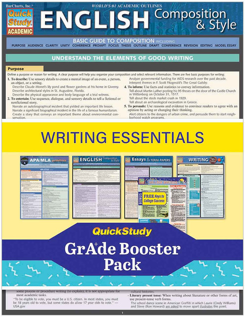 QuickStudy Writing Essentials Grade Booster Pack (9781423236153)