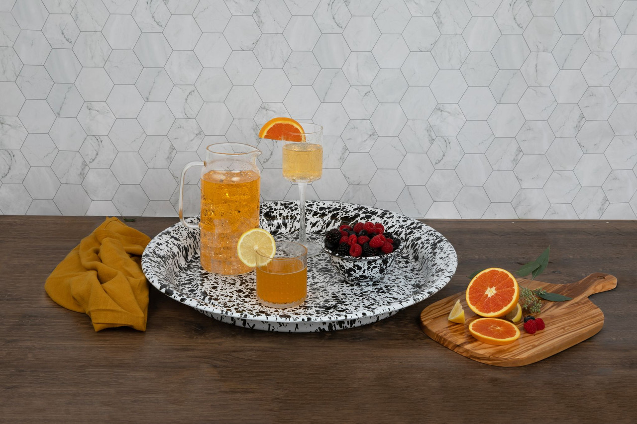 Splatter Large Round Tray | Enamelware by Crow Canyon