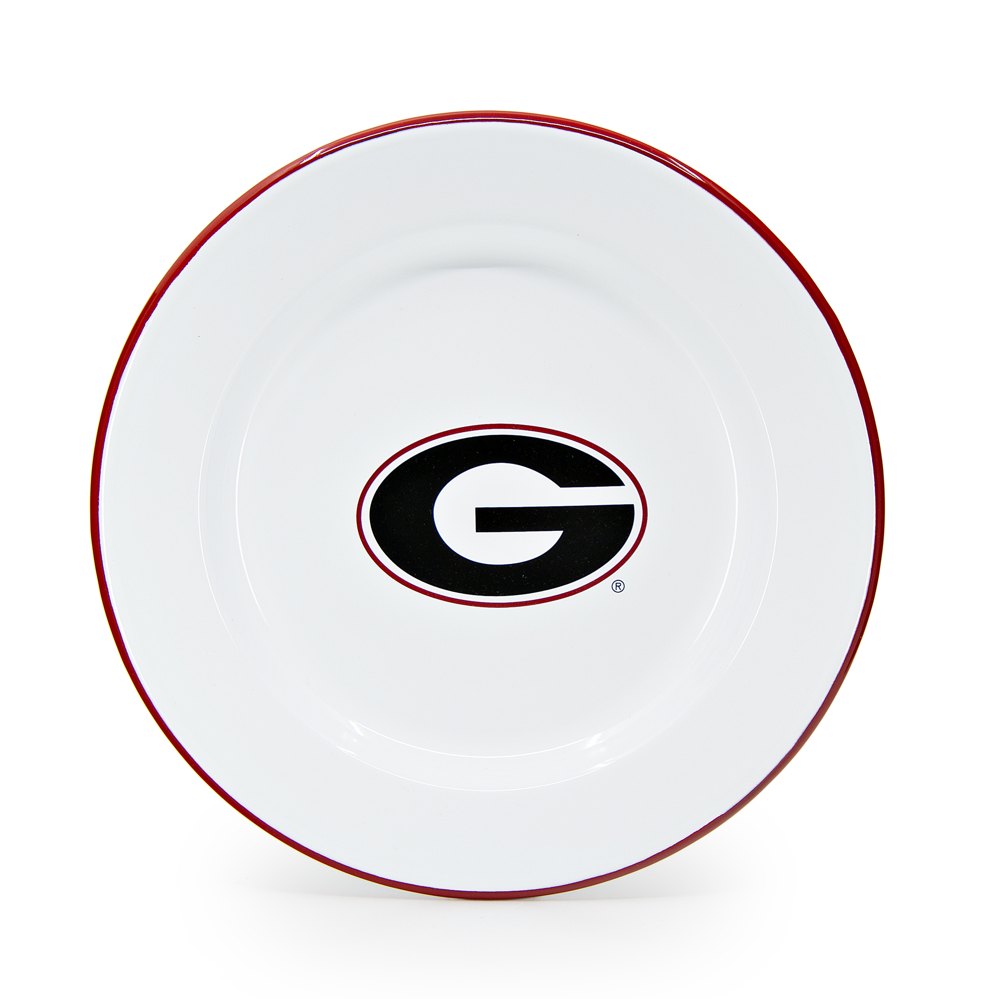 U of Georgia Enamelware Dinner Plates, Red Rim, Set of 4 | Enamelware ...