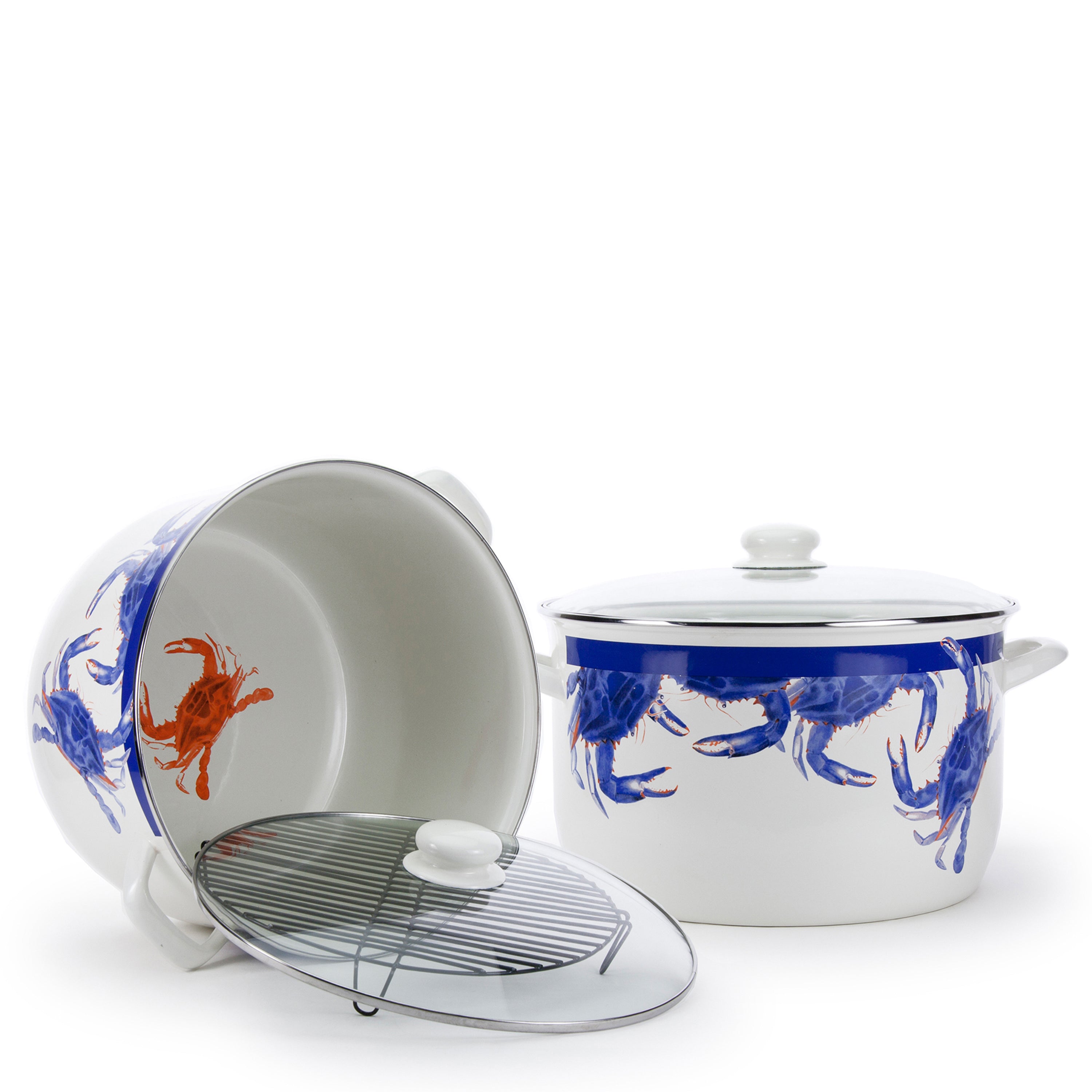 Golden Rabbit Blue Crab 18 Qt Stock Pot - Crow Canyon Home
