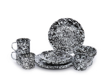 Splatter 16 Piece Dinnerware Set | Enamelware by Crow Canyon