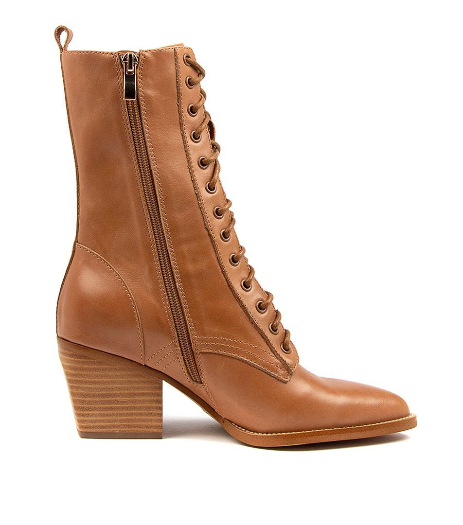 LACE UP LEATHER BOOT - TAN - pretty eclectic