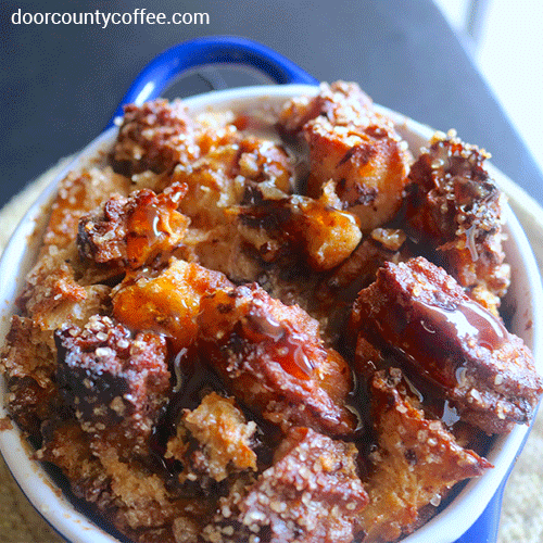 Mayan Coffee Bread Pudding with Warm Tequila Sauce